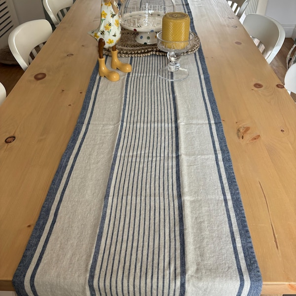 French Style Linen Table Runner, Striped Linen Table Runner ...