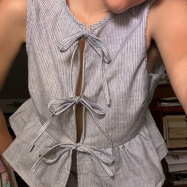 Top Sewing Pattern Ties Front Vest Pattern Open Front Top Summer Top ...