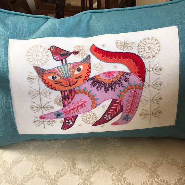 Geometric Floral Embroidery Sample/cushion Cover - Etsy