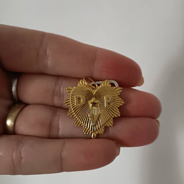 New Sunburst Pendant, 14K Yellow Gold Plated Diamond Pendant, Handmade ...