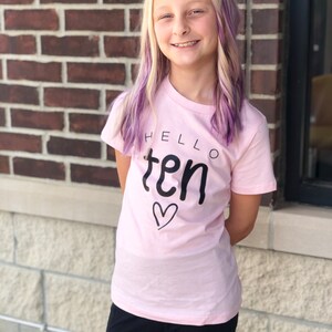 Hello Ten Shirt for Birthday Party, 10th Birthday Girl Shirt, Ten Year ...