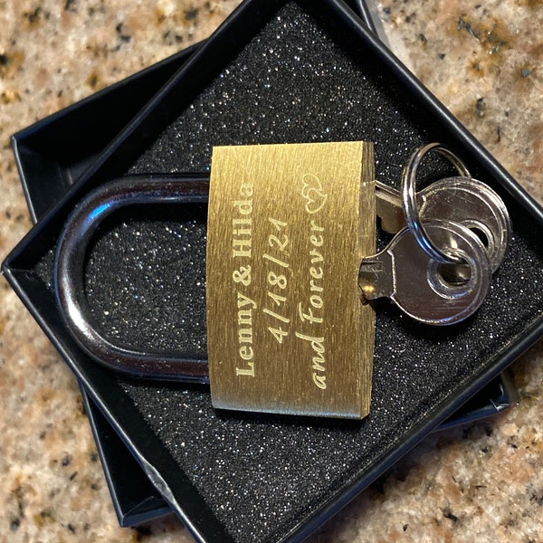 Brass Love Lock, Engraved Padlock for Couple, Anniversary Gifts for ...