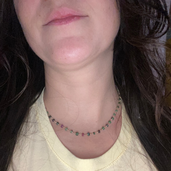 Green Raw Emerald Beaded Gemstone Choker Necklace Gold, Handmade Beaded ...