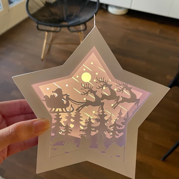 Christmas Star Lantern Shadow Box SVG – Paper Cut Lightbox Ornaments ...
