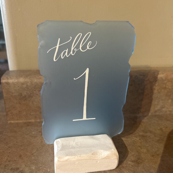 Sea Glass Table Numbers With Acrylic Stands - Etsy