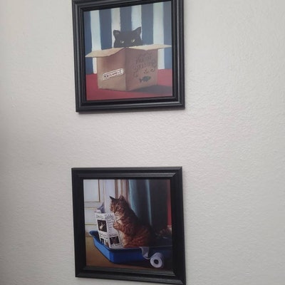 Cute Black Cat in a Fish Box Framed Picture, Cat Lover, Family Cat, Cat ...