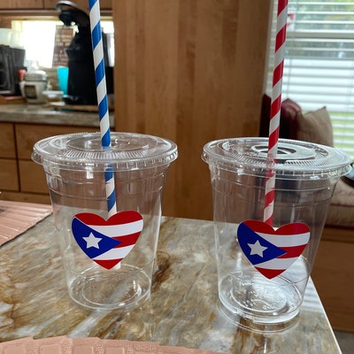 Puerto Rico PARTY CUPS Rican Flag Birthday Lids Straws DISPOSABLE - Etsy