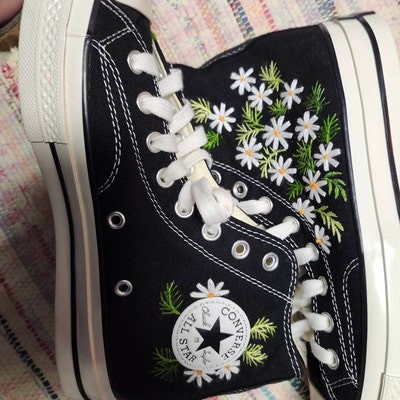 Embroiered Converse/custom Converse Daisy High Tops/embroidered ...