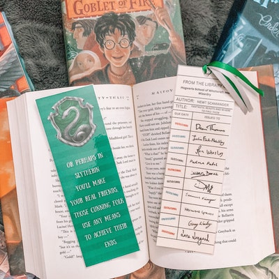 HP Bookmarks Hogwarts Library Bookmark Wizard Gift Book Lover Gift - Etsy