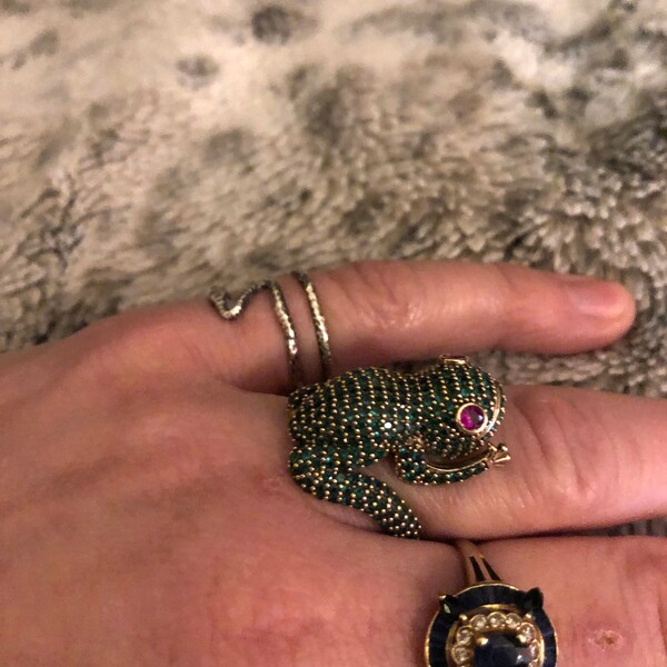 Emerald Frog Ring, Handmade Women's Ring, Authentic Ring, Turkish ...