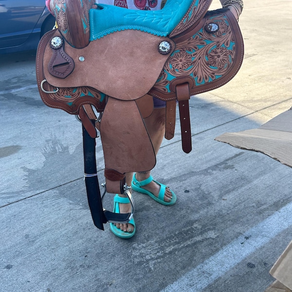 Kids Western Horse Leather Barrel Saddle, New Style Racing Saddle ...