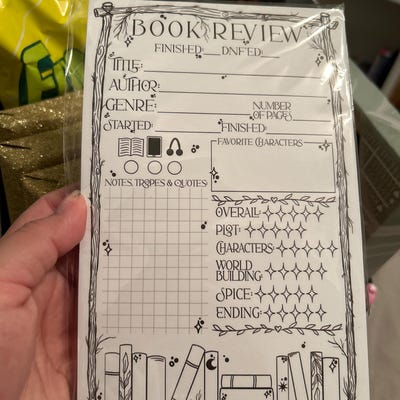 Book Review Notepad 5x8 Black and White Reading Notepad Bullet Journal ...