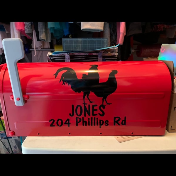Mailbox Number With Rooster & Chicken Vinyl Decal - Mailbox - Address ...