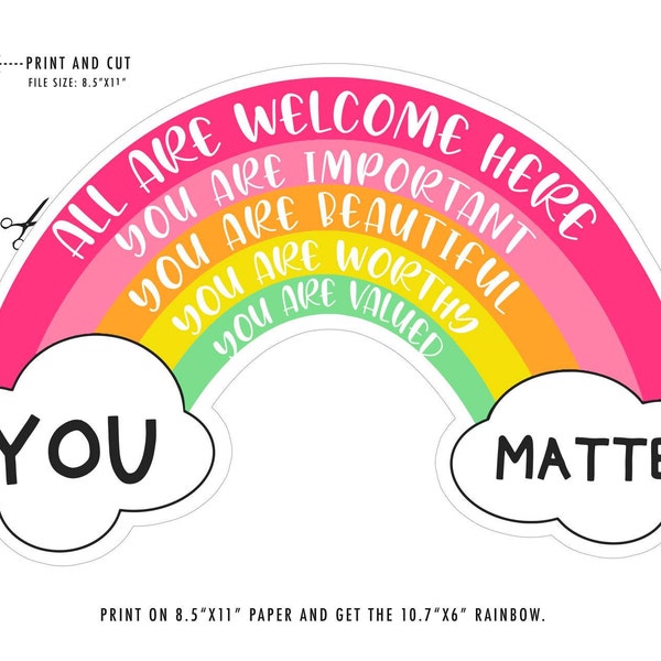 Pink Rainbow Classroom Welcome Sign, Positive Affirmations Poster, Boho ...