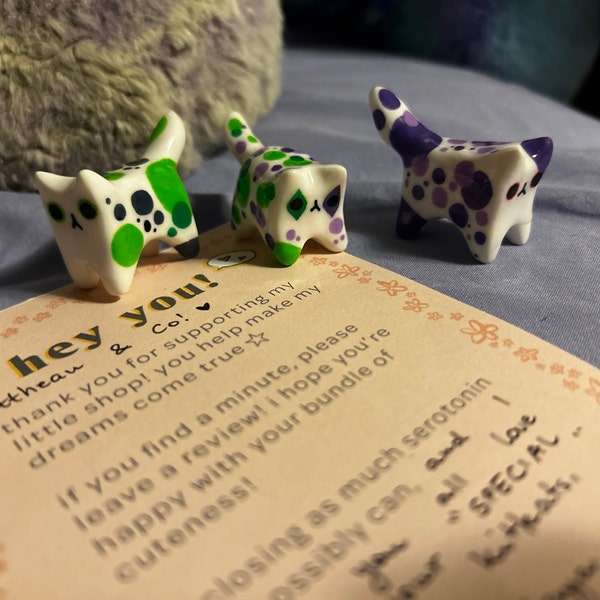 Handmade Painted Cute Quirky Clay Kitty Cat Figurine / Kitkats for Your ...