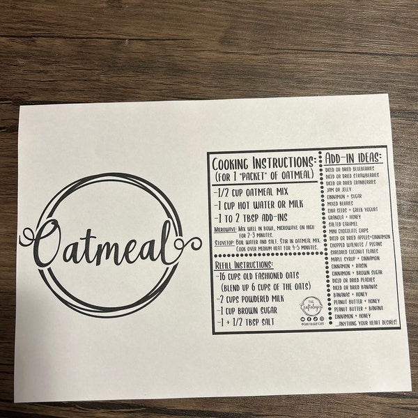 Printable Oatmeal Mix - PDF / SVG / JPG Craftologist Homemade Oatmeal ...