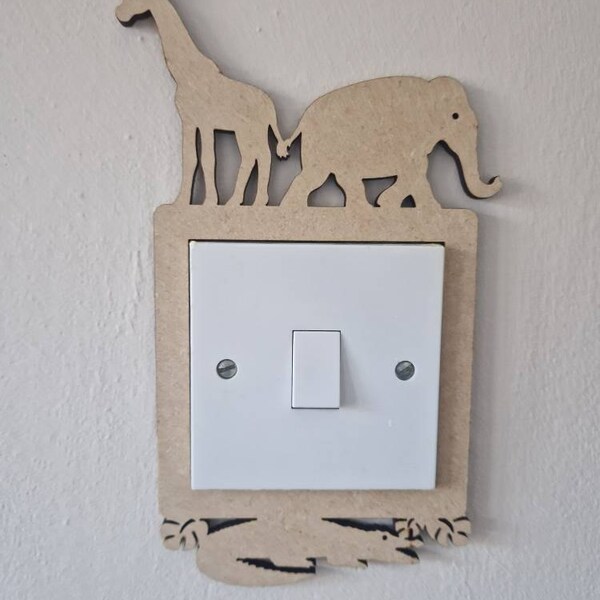 Wooden Safari Animals Light Switch Surround for Kids Room, Jungle Wild ...