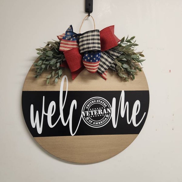 Veteran Door Hanger | Military Wreath | Army Sign | Patriotic Decor ...