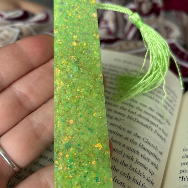 Glow in the Dark Glitter Resin Bookmark: Neon Colors, Handmade - Etsy