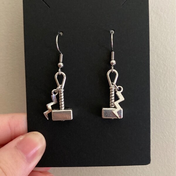 Cute N Kitsch Lightning Mjolnir Thors Hammer Charm Earrings 41mm SS ...