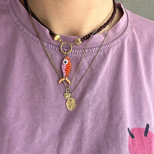Beaded Fish Charm Necklace Accessories Fish Charm Seed Beads Beads ...