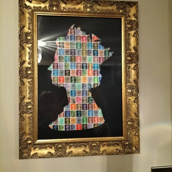 Into the Woods - Vintage Postage Stamp Art - Row of Trees Handmade With ...