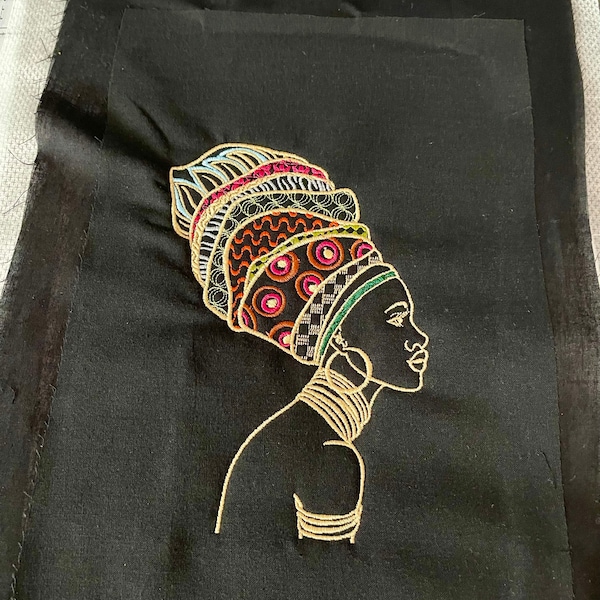 African Woman Machine Embroidery Design - 6 Sizes - Etsy