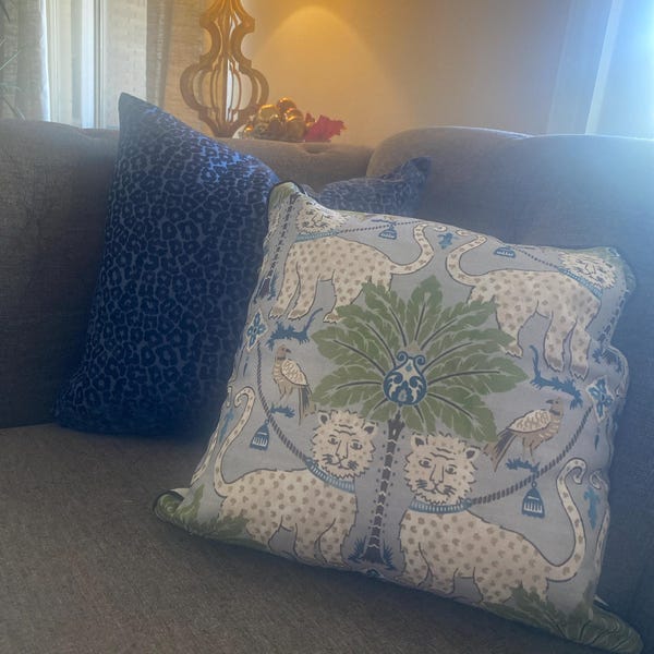 Teahouse Slate Chinoiserie Pillow Cover, Red Blue Teal Green Yellow ...