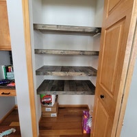 Custom Rustic Gray Wood Shelf Metal Wire Rack Cover Pantry Kitchen Home ...