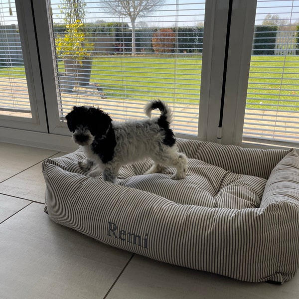 Personalised Cosy & Calm Puppy Box Bed | Luxury Handmade Dog Bed ...
