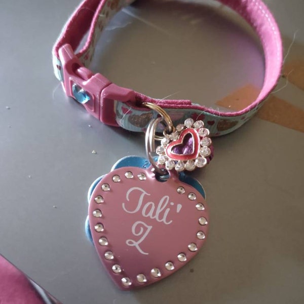 Swarovski Element Heart Personalized Pet ID Tag - Crystal Heart Luxury ...