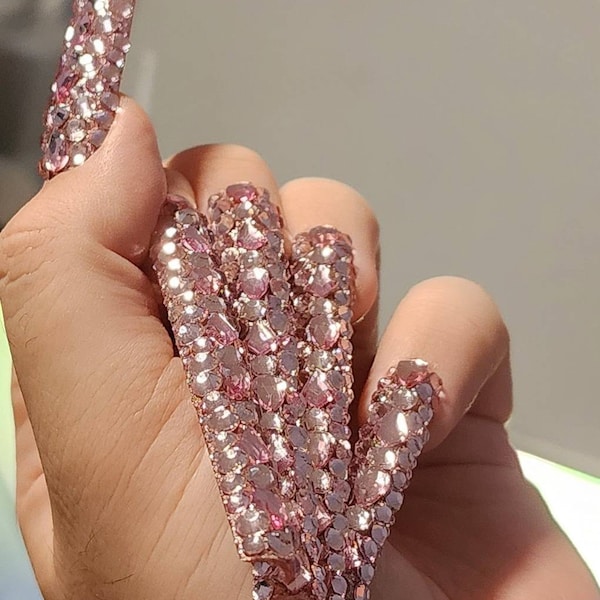XXXL Square Full Bling Press on Nails Swarovski Extra Long Nails Custom ...