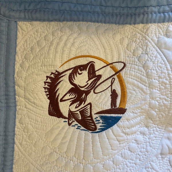 Fishing Embroidery Design - Etsy