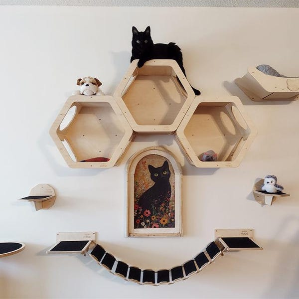 Cat Wall Furniture Full Set, Cat Wall Shelves, Cat Wall Bed, Cat Wall ...
