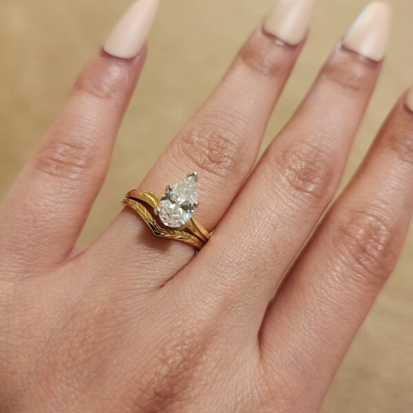 Arrow Chevron Ring, 14k Solid Gold Curved Wedding Band Women, Dainty ...