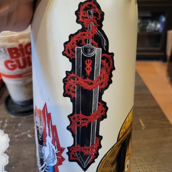 Dragonslayer Sword Sticker, Guts’ Sword Waterproof Vinyl Sticker, Dark ...