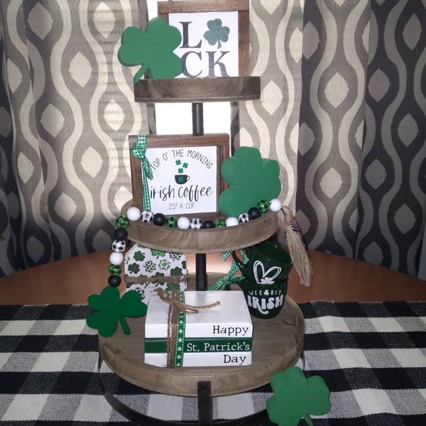 Top O' the Morning Farmhouse St. Patrick's Day Coffee Bar Tiered Tray ...