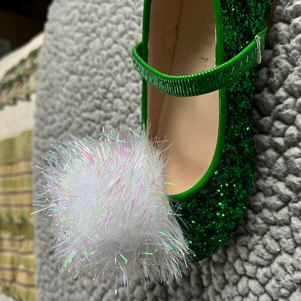 Tinkerbell Puff Ball Shoe Clips, Pom Poms, Tinkerbell Inspired, White ...