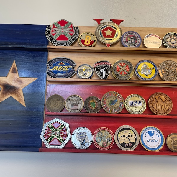 Texas Flag Challenge Coin Display - Etsy