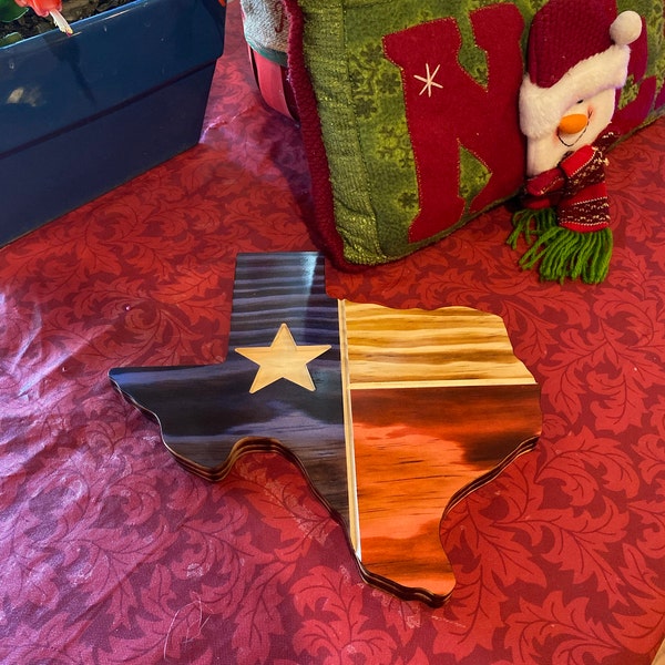 Carved Wooden Texas Shaped Flag - Etsy