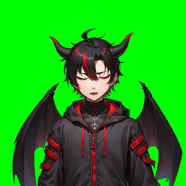 Demon Boy Vtuber Model | Ready to Stream, Live2d, Dark Oni Design - Etsy