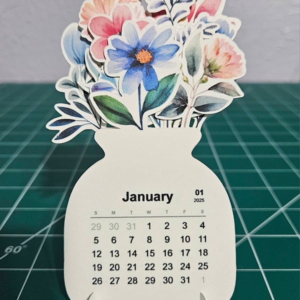 2026 Printable Flowers Desk Calendar, PNG for Cutting Machine ...