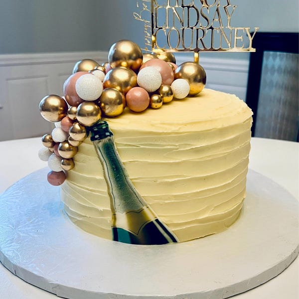 Prosecco Bottle Cake Topper - Edible Cake Decorations for Birthdays ...