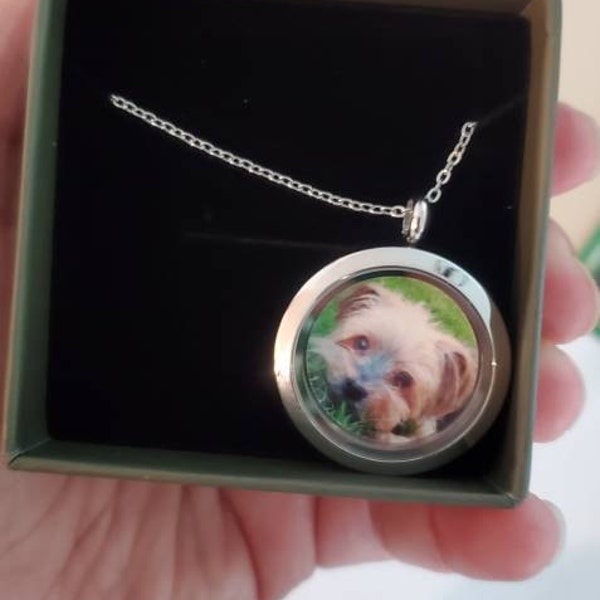 Pet Memorial Gift - Custom Photo Memorial Locket Necklace - Locket ...