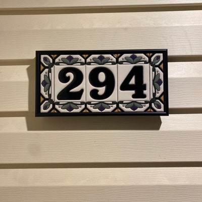 House Numbers Address Tiles Framed Set Custom Address Tiles Sign Hand ...