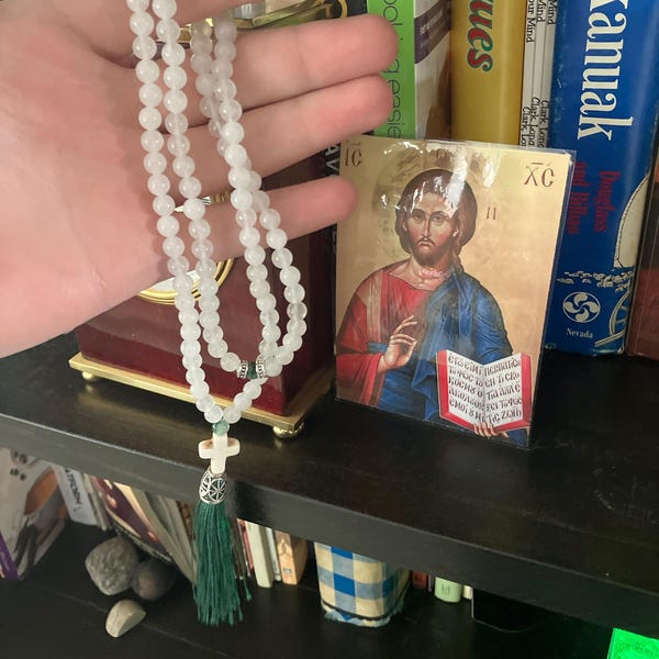 Orthodox Prayer Rope, Garnet and Jade Gemstone Beads, Hematite Stone ...