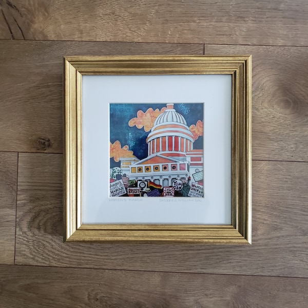 Women's March Print of Original Art Matted Print 8x8 Matted for 12x12 ...