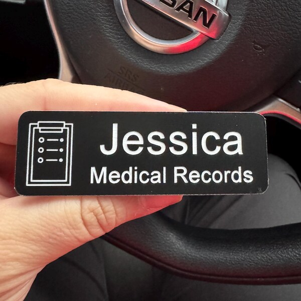 Business Name Tag for Work - Custom Engraved Plaque Green Plastic Plate ...