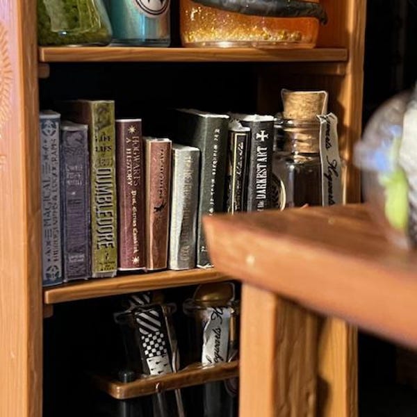 Book Nook Library Diorama Bookend Bookshelf Insert With Blue Bookcase ...