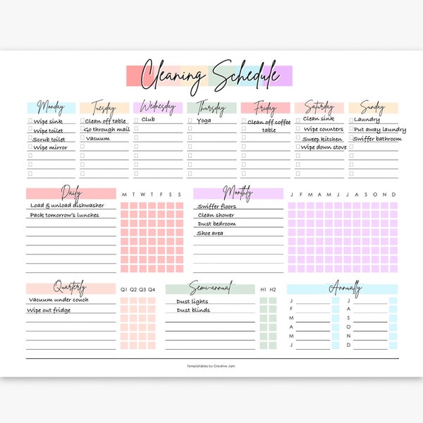 EDITABLE Cleaning Planner, Cleaning Checklist, Cleaning Schedule ...